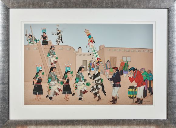 Bonhams Skinner : A Pablita Velarde (Tse Tsan-Golden Dawn) lithograph ...