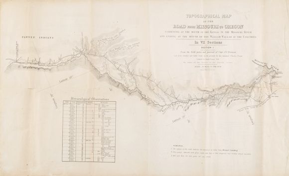 Bonhams : PREUSS, CHARLES and JOHN C. FREMONT. Topographical Map of the ...