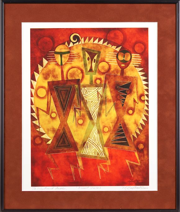 Bonhams Skinner : A Margarete Bagshaw monoprint Tewa (Santa Clara ...