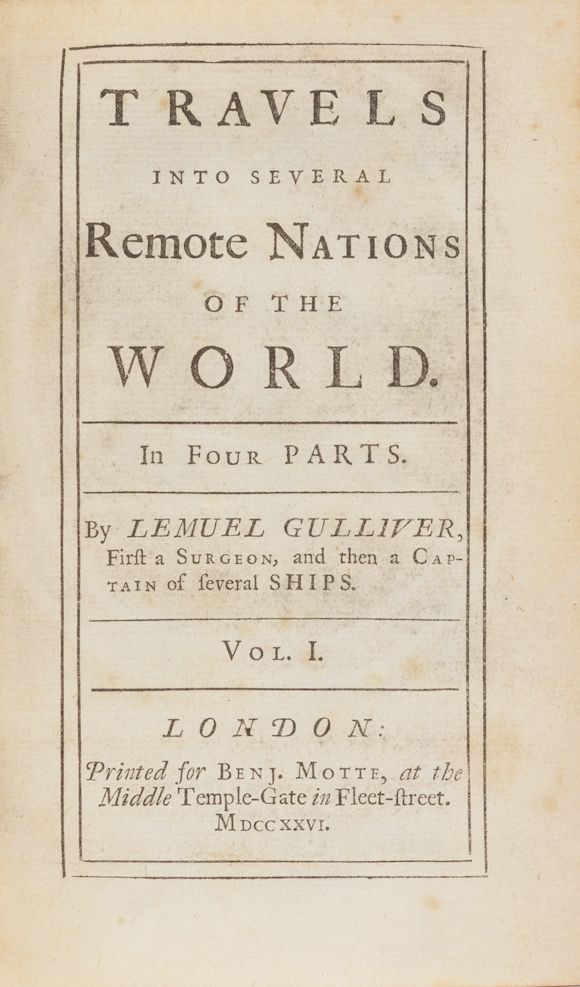 Bonhams : GULLIVER'S TRAVELS, TEERINK "A." SWIFT, JONATHAN. 1667-1745 ...