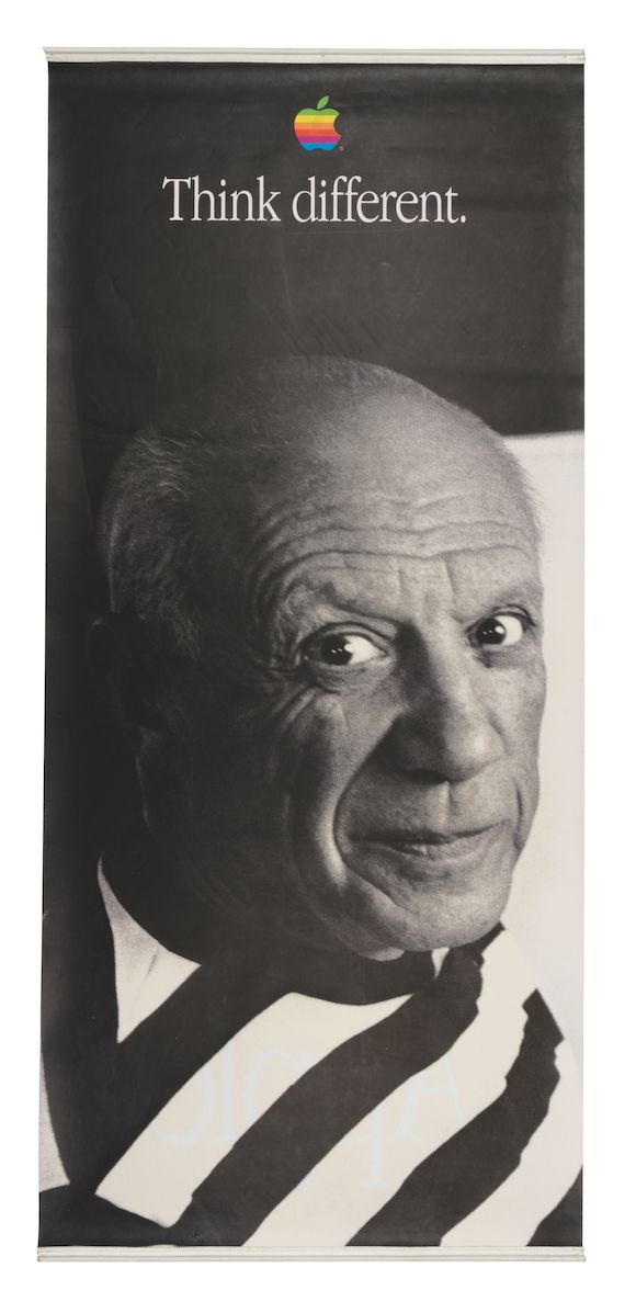Bonhams : PICASSO APPLE ADVERTISING BANNER. APPLE COMPUTER, INC. Think ...