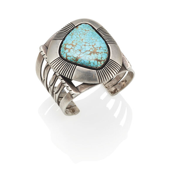 Bonhams Skinner : A Mary Morgan silver and turquoise cuff bracelet Mary ...