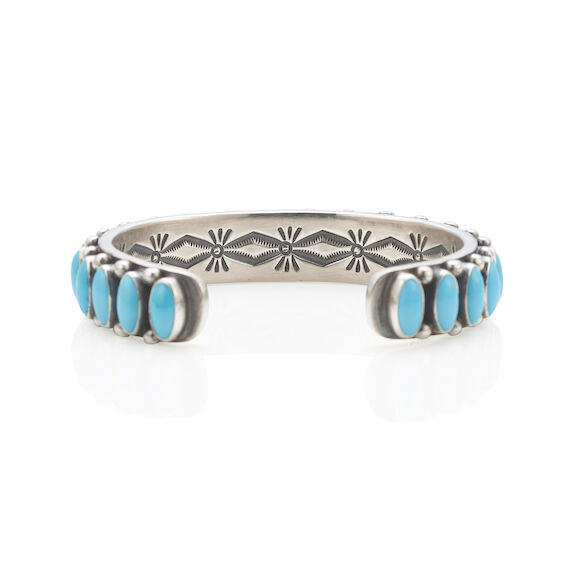 Bonhams Skinner : An Ernest Roy Begay silver and turquoise cuff ...