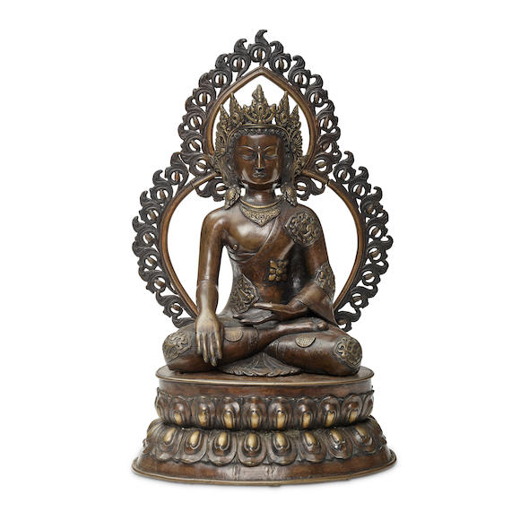 Bonhams A Patinated Copper Alloy Figure Of A Seated Buddha With A