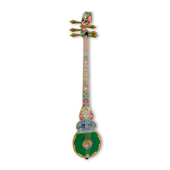 Bonhams : A PAINTED DRANYEN Bhutan, 20th century