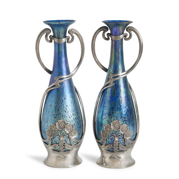 Bonhams Skinner : PAIR OF LOETZ "CRETE PAPILLON" GLASS AND JUVENTA ...