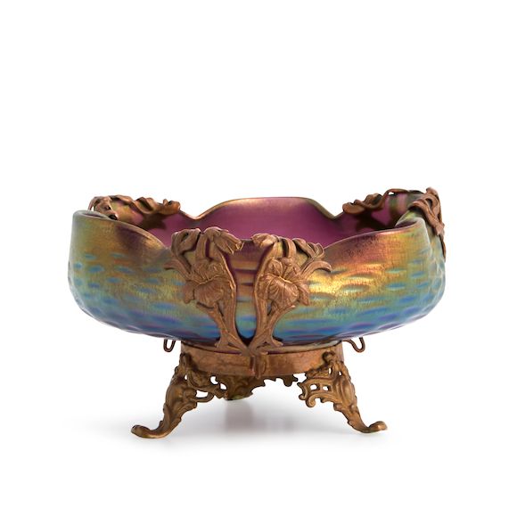 Bonhams Skinner : LOETZ IRIDESCENT GLASS AND METAL MOUNTED BOWL Czech ...