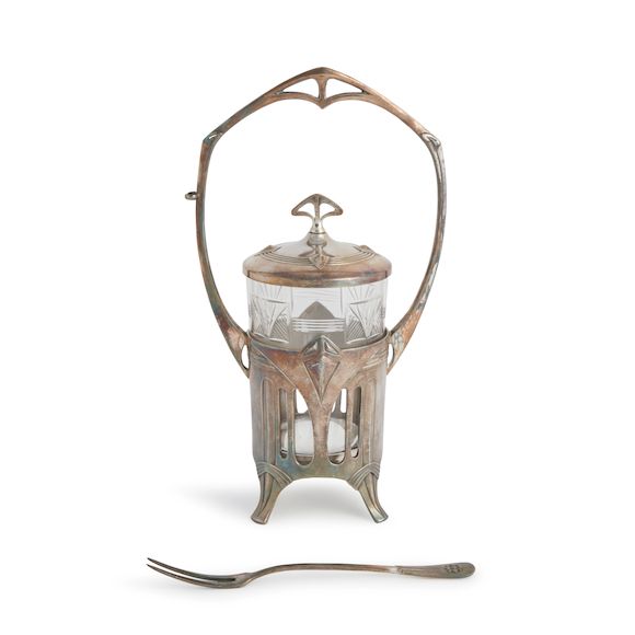 Bonhams Skinner : WMF PICKLE JAR WITH FORK Germany, c. 1915, silver ...