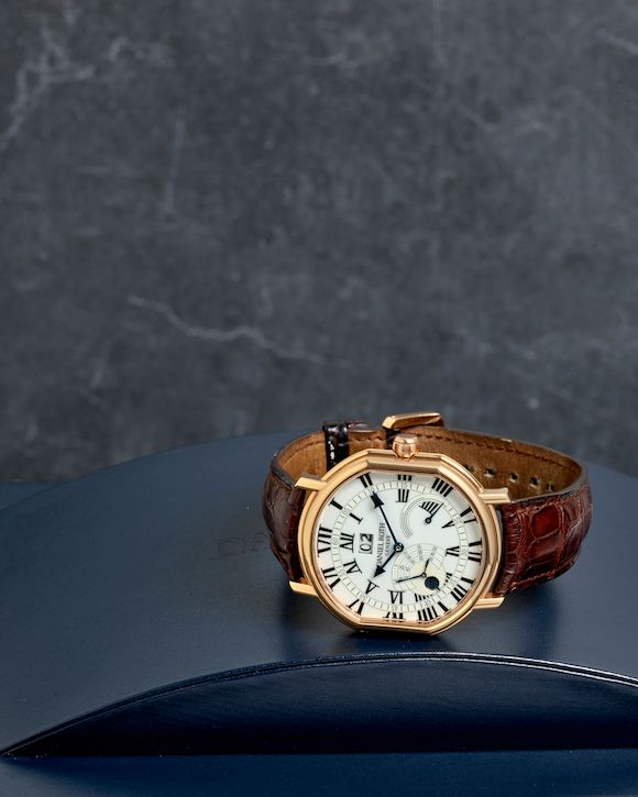 Bonhams : DANIEL ROTH. AN 18K PINK GOLD AUTOMATIC WRISWATCH WITH MOON ...
