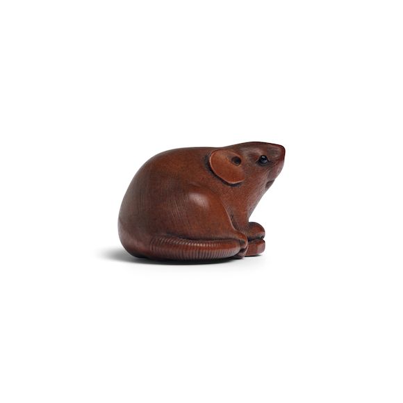 Bonhams : IKKAN (1817-1893) A Wood Netsuke of a Rat Edo period (1615 ...