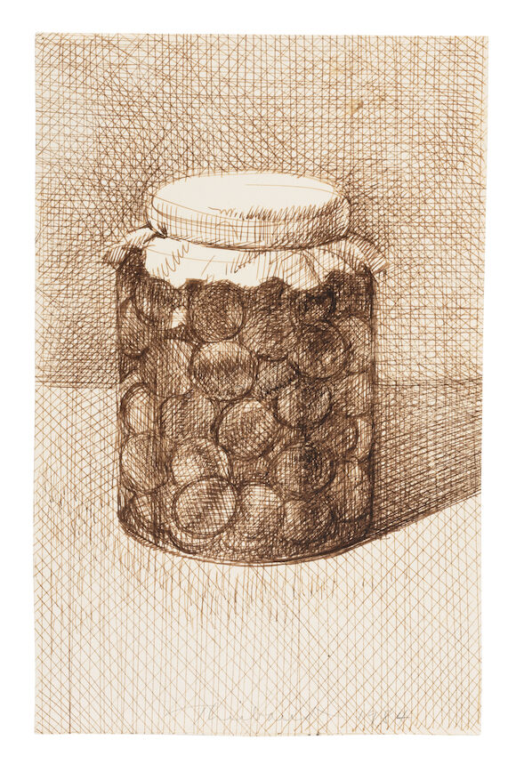 Bonhams : WAYNE THIEBAUD (1920-2021) Covered Jar 11 5/8 x 7 1/2 in (29.6 x 18.9 cm) (Executed in ...