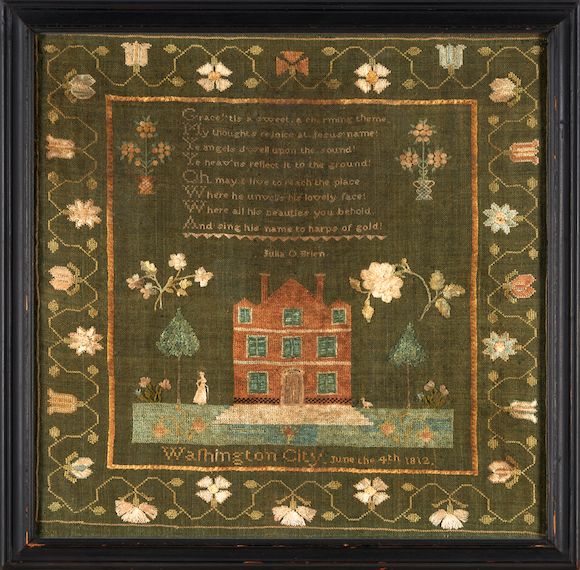 Bonhams Skinner : "Washington City" Framed Needlepoint Picture Julia (O ...
