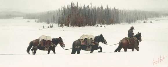Bonhams : George Dee Smith (born 1944) Bucking Deep Snow (Headwaters of ...