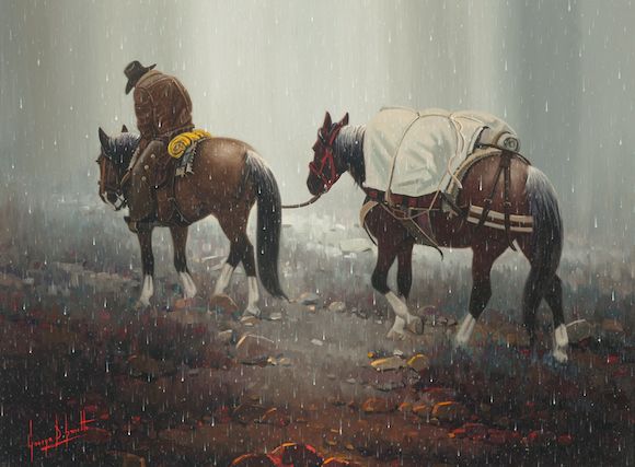 Bonhams : George Dee Smith (born 1944) Wet Ride 12 x 16 in. framed 20 x ...