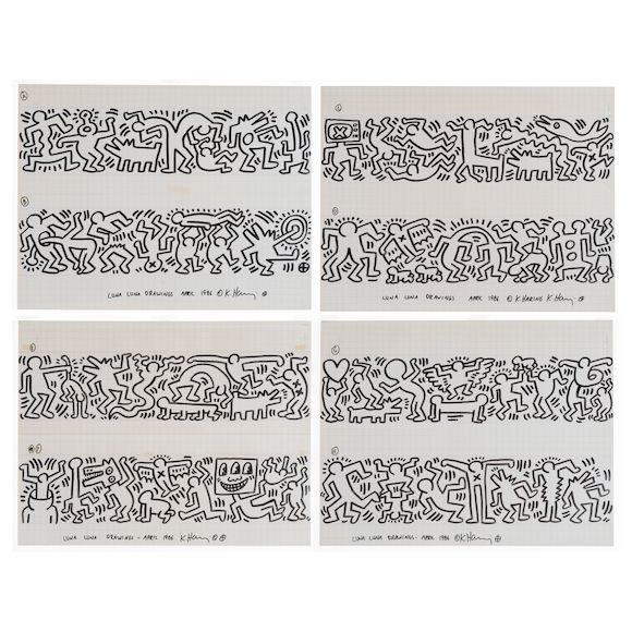 Bonhams : KEITH HARING (1958-1990) Luna Luna Drawings 16 9/10 x 22 in ...