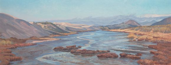 Bonhams : Ray Stanford Strong (1905-2006) Coastal Inlet 16 x 41 in ...