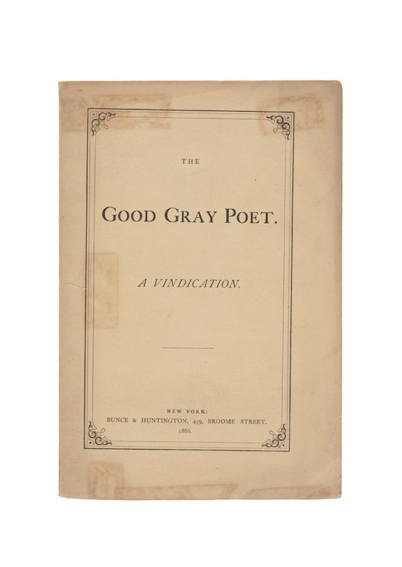 Bonhams : MAKING WALT WHITMAN. O'CONNOR, WILLIAM DOUGLAS. 1832-1889 ...