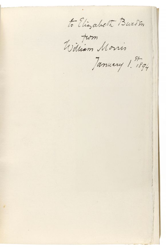 Bonhams : INSCRIBED BY WILLIAM MORRIS TO HIS SISTER IN LAW ELIZABETH ...