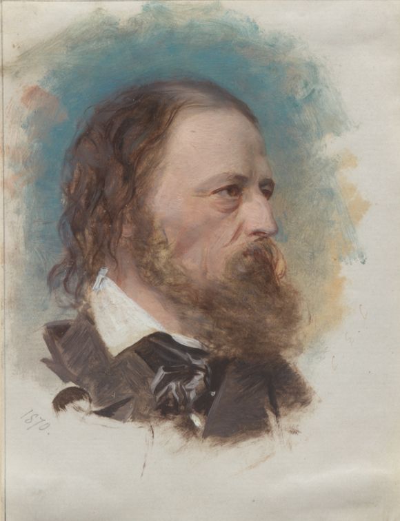 Bonhams : TENNYSON PORTRAIT. Portrait of Lord Alfred Tennyson. Oil ...