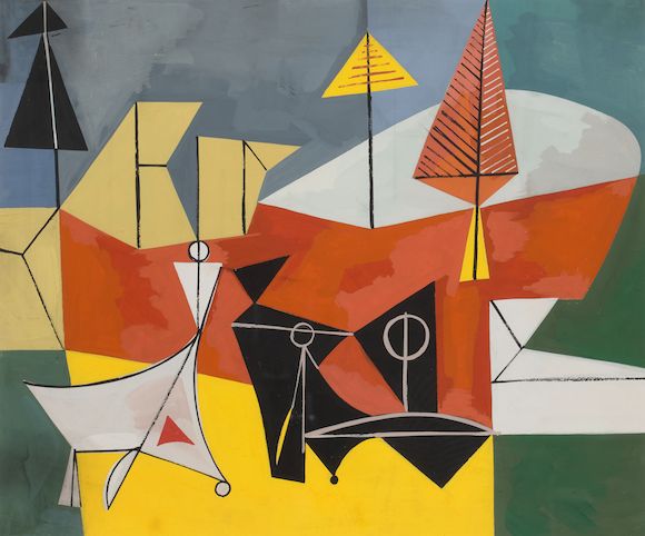 Bonhams : Leonard Edmondson (1916-2002) Untitled sight 16 3/4 x 20 in ...