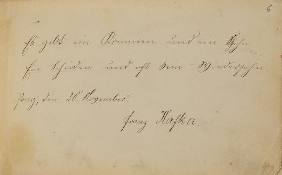 Bonhams : KAFKA'S EARLIEST EXTANT PIECE OF WRITING KAFKA, FRANZ. 1883 ...