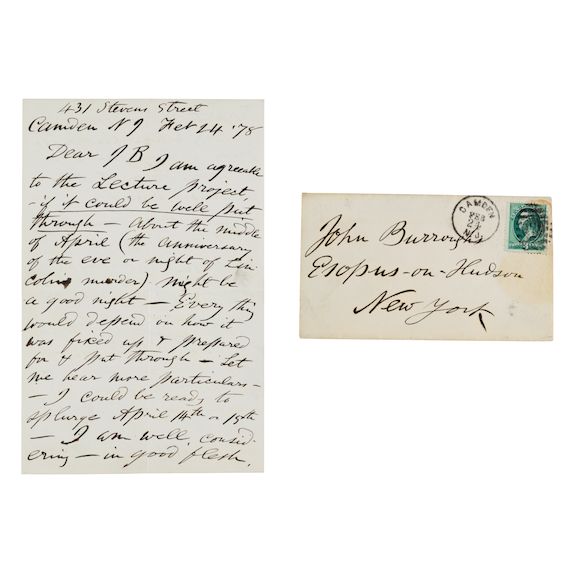 Bonhams : THE GENESIS OF HIS LINCOLN LECTURES. WHITMAN, WALT. 1819-1892 ...