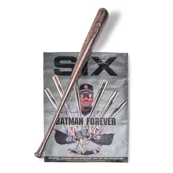 Bonhams Skinner : Tony Gwynn Signed "Batman Forever" Poster and Silver Bat