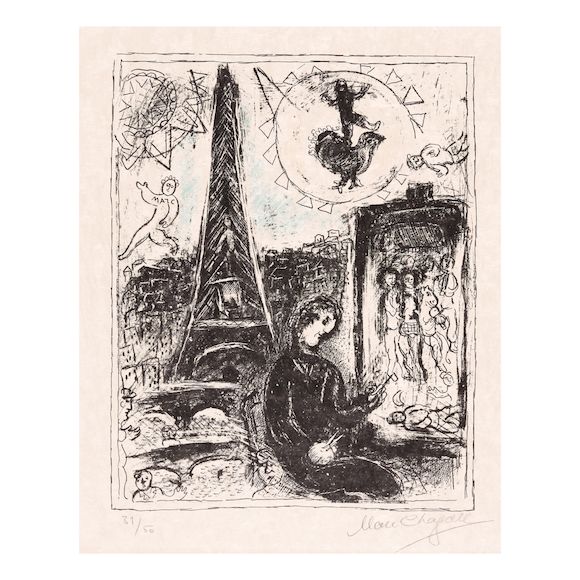 Bonhams : Marc Chagall (1887-1985); Le Peintre à la Tour Eiffel;