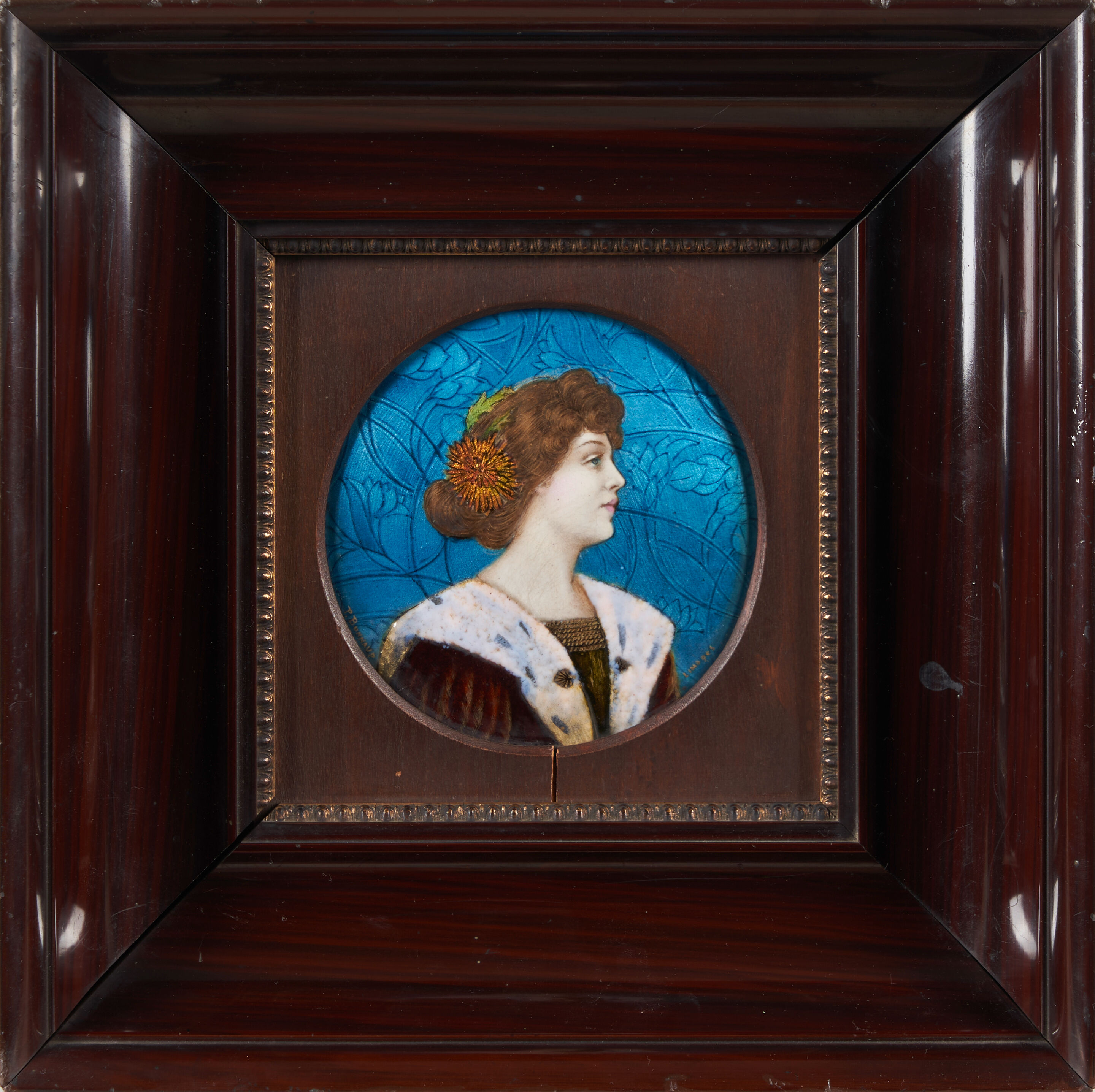 Bonhams Skinner : PAUL BONNAUD (1873-1953) ENAMEL PLAQUE "PORTRAIT DE JEUNE FEMME" Limoges ...