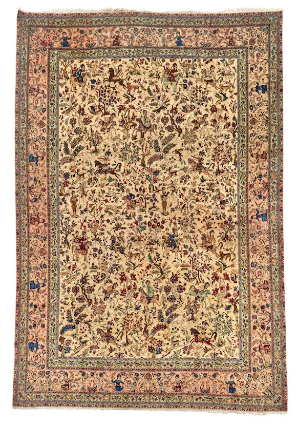 Bonhams Skinner : Fine Tabriz Pictorial Hunting Carpet 9 ft. 2 in. x 12 ...