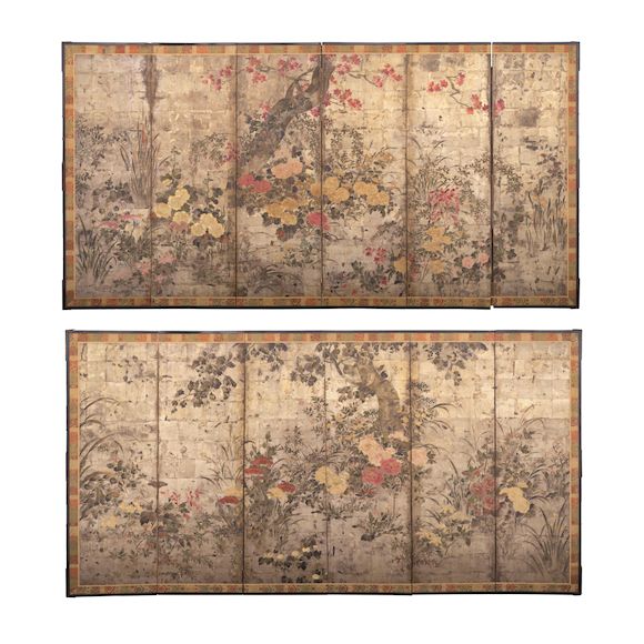 Bonhams : ANONYMOUS Flowers and Grasses Edo period (1615-1868) or Meiji ...