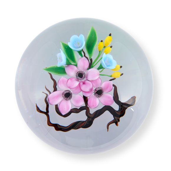 Bonhams Skinner : VICTOR TRABUCCO (B. 1949) FLORAL BOUQUET MAGNUM GLASS PAPERWEIGHT New York ...