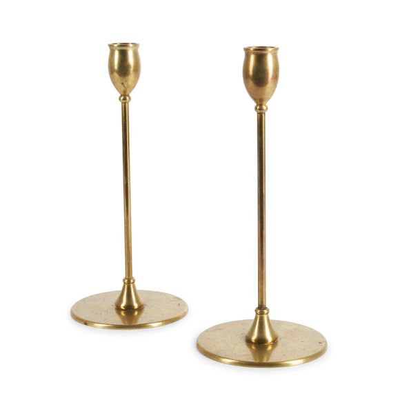 Bonhams Skinner : PAIR OF ROBERT RIDDLE JARVIE (1865-1941) BRASS ...