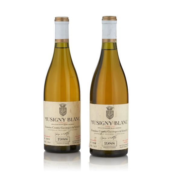 Bonhams Skinner : Comte Georges de Vogüé Musigny Blanc, 1988 (2 bottles ...