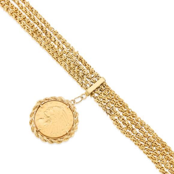 Bonhams : GOLD 1908 5 DOLLAR HALF EAGLE COIN BRACELET