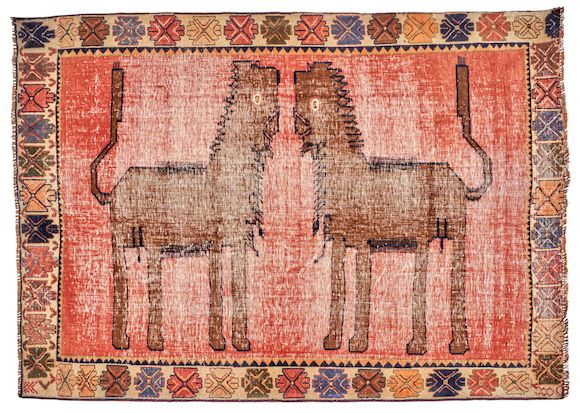 Bonhams Skinner : SOUTHWEST PERSIAN LION RUG 4 ft. 4 in. x 6 ft. 1 in.