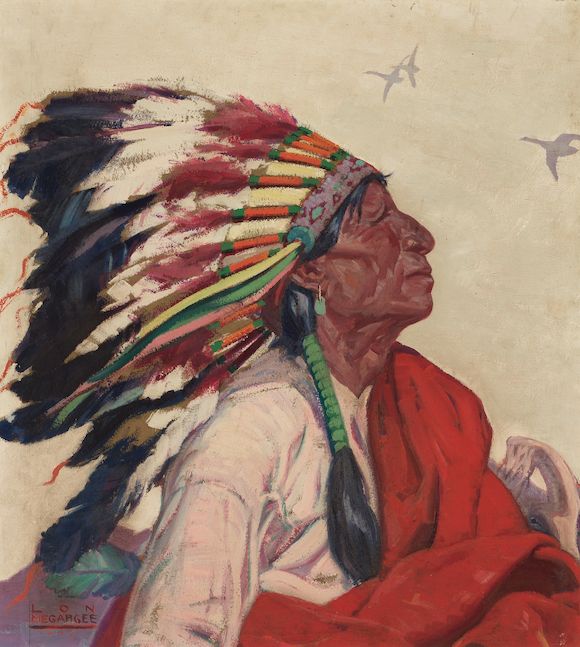 Bonhams : Lon Megargee (1883-1960) Portrait of a Native American (Wild ...