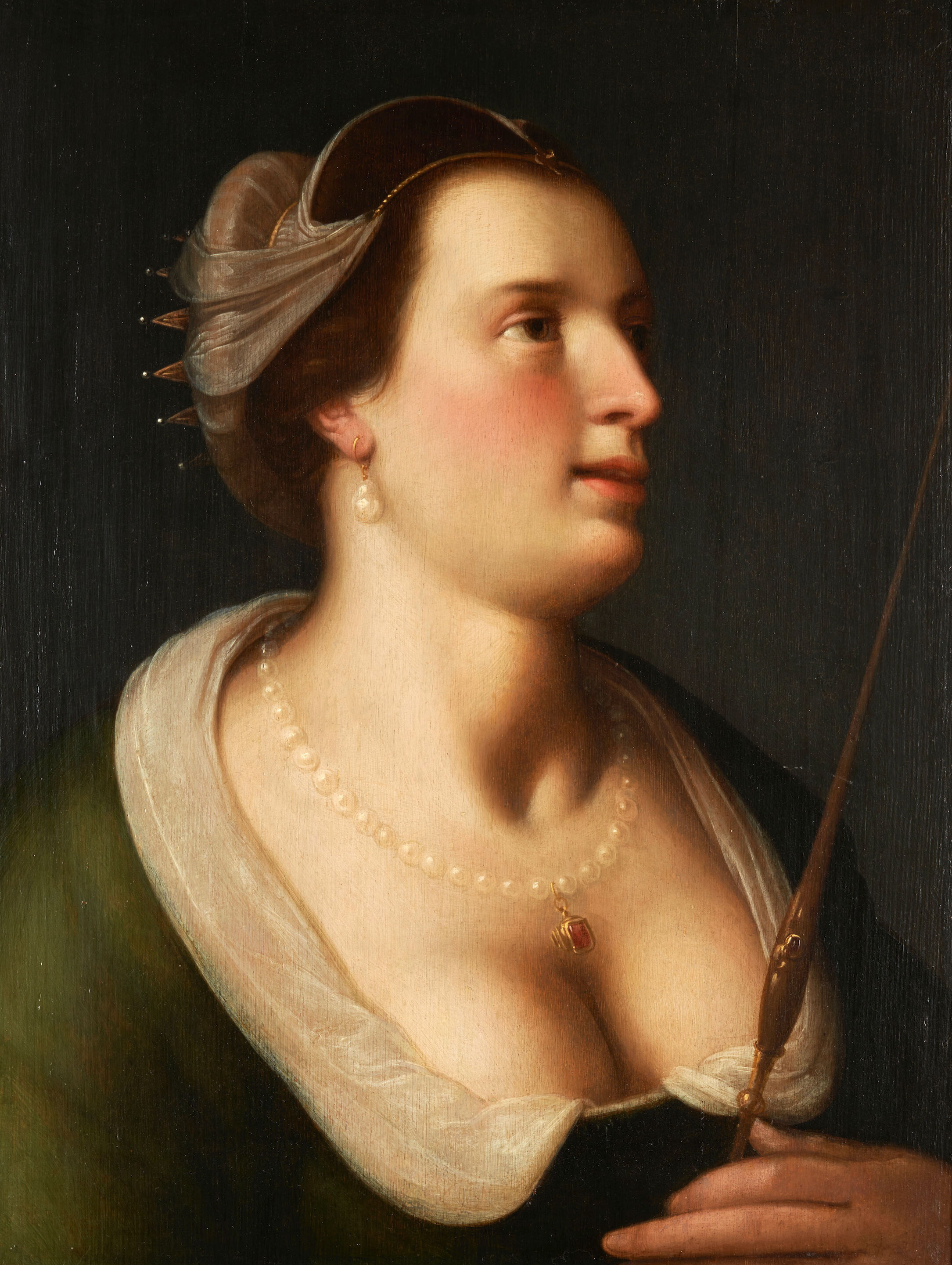 Bonhams Skinner : Cornelis Cornelisz. van Haarlem (Dutch, 1562-1638) Bust of a Crowned Woman ...