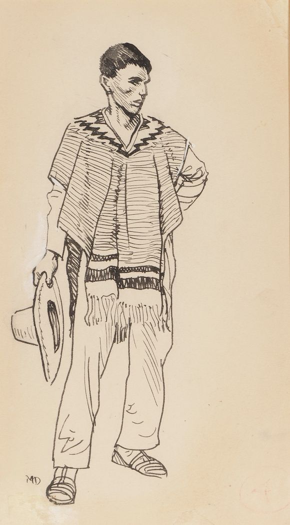 Bonhams : Maynard Dixon (1875-1946) Costume Sketch: Peon (Tucson circa ...
