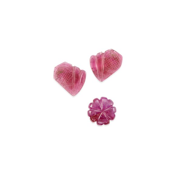 Bonhams : ONE LOOSE RUBY AND TWO LOOSE PINK TOURMALINES