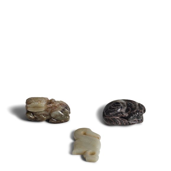 Bonhams : THREE SMALL JADE CARVINGS The beast Jin Dynasty; the ...