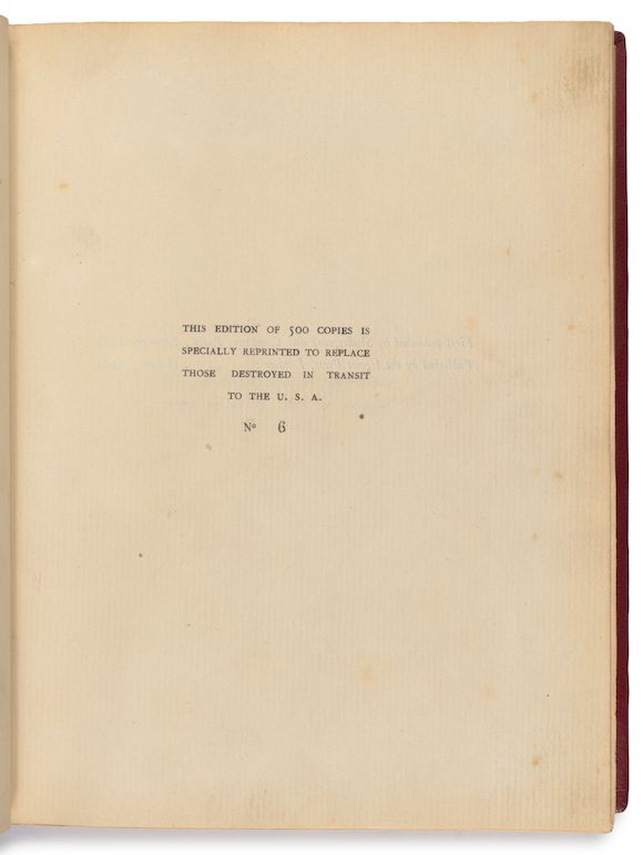 Bonhams : ONLY A HANDFUL OF SURVIVING COPIES. JOYCE, JAMES. 1882-1941. Ulysses. London and Paris ...