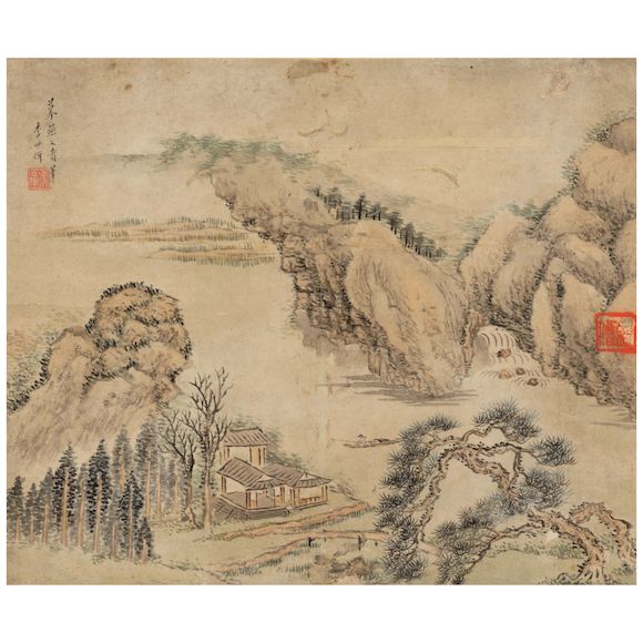 Bonhams : ATTRIBUTED TO LI SHIZHUO (1687-1770) Landscape after Yan Wengui