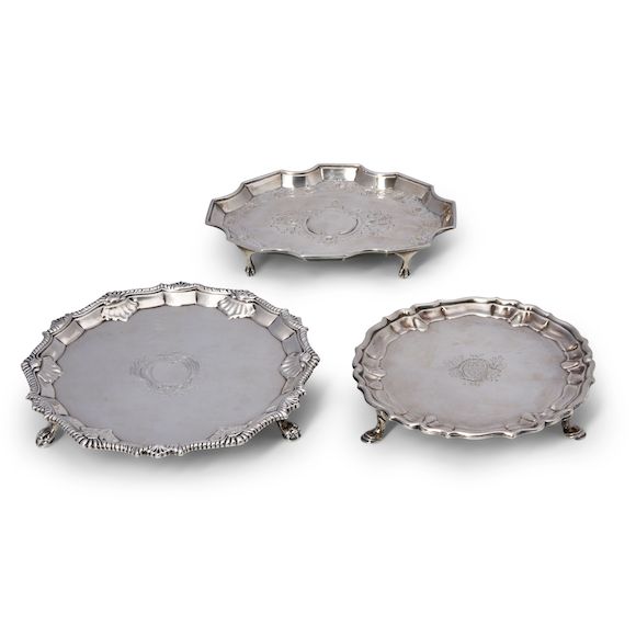 Bonhams Skinner : Three Georgian Sterling Silver Salvers,