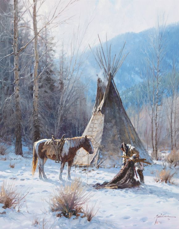 Bonhams : Martin Grelle (born 1954) Winter Robe 30 x 24 in. framed 37 x ...