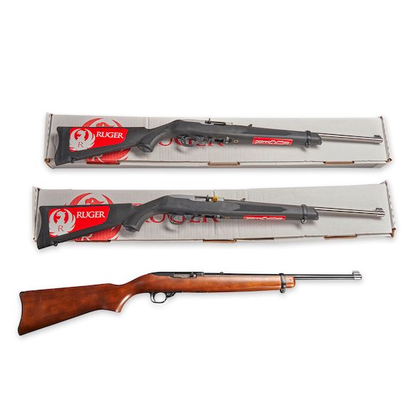 Bonhams Skinner : THREE RUGER 10/22 SEMI AUTOMATIC .22 CALIBER RIFLES ...