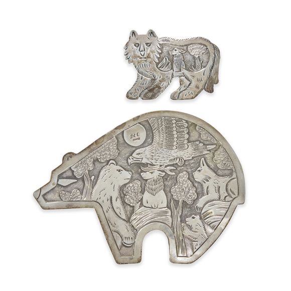 Bonhams Skinner : Two Floyd Becenti silver storyteller objects Floyd Becenti, Jr., Diné (Navajo ...