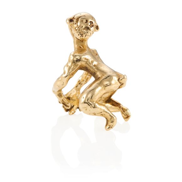 Bonhams : ERIC DE KOLB: 14K GOLD SURREALIST FIGURAL RING