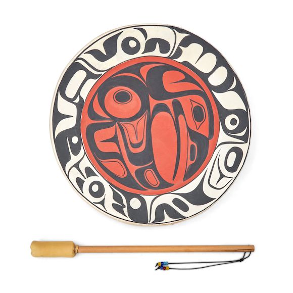 Bonhams Skinner : An Odin Lonning painted drum with beater Oden Lonning ...