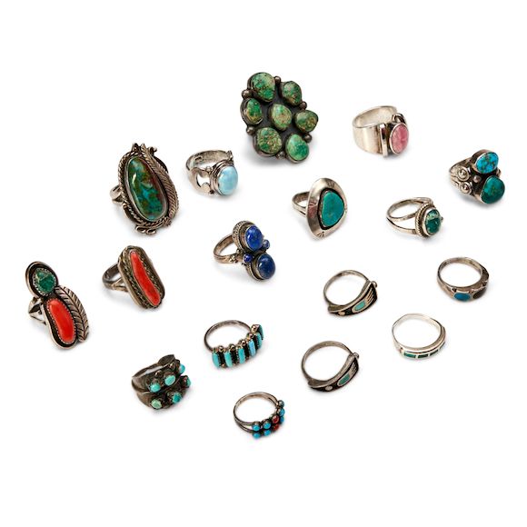 Bonhams Skinner : A collection of seventeen Southwest rings ring sizes ...